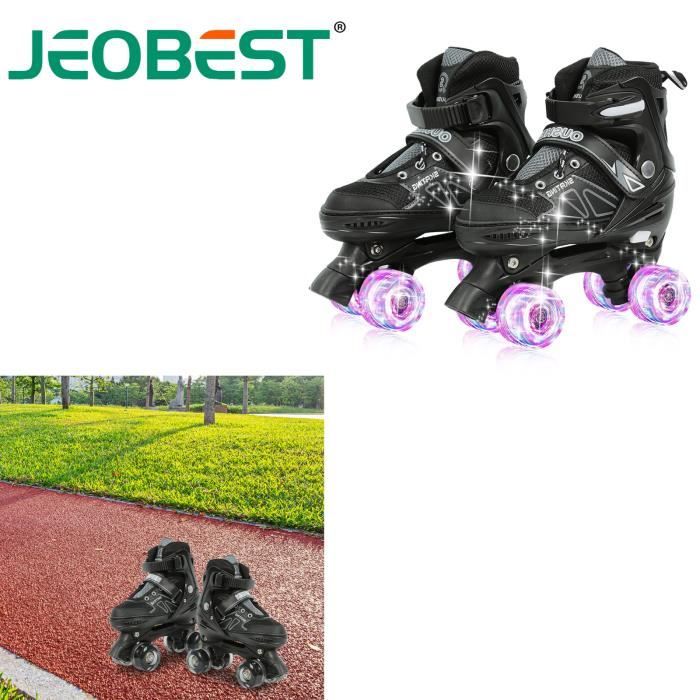 JEOBES Patins à roulettes Quad - Tout noir - Roues doubles en pvc Full ...
