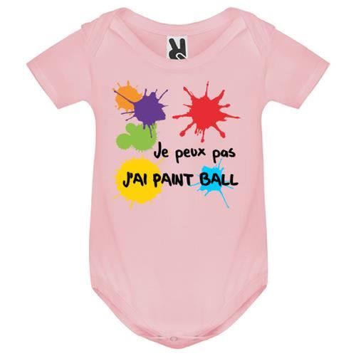 Body bébé - Bébé Fille - Rose - JE PEUX PAS JAI PAINT BALL Rose ...