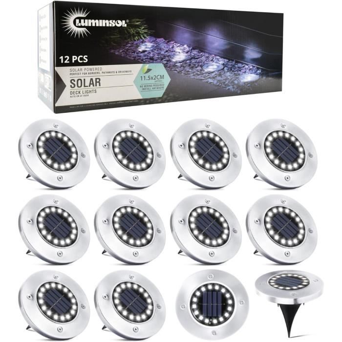 Lampe Solaire Extérieur-12 Pièces 16 Leds-Lumière Solaire Extérieur ...