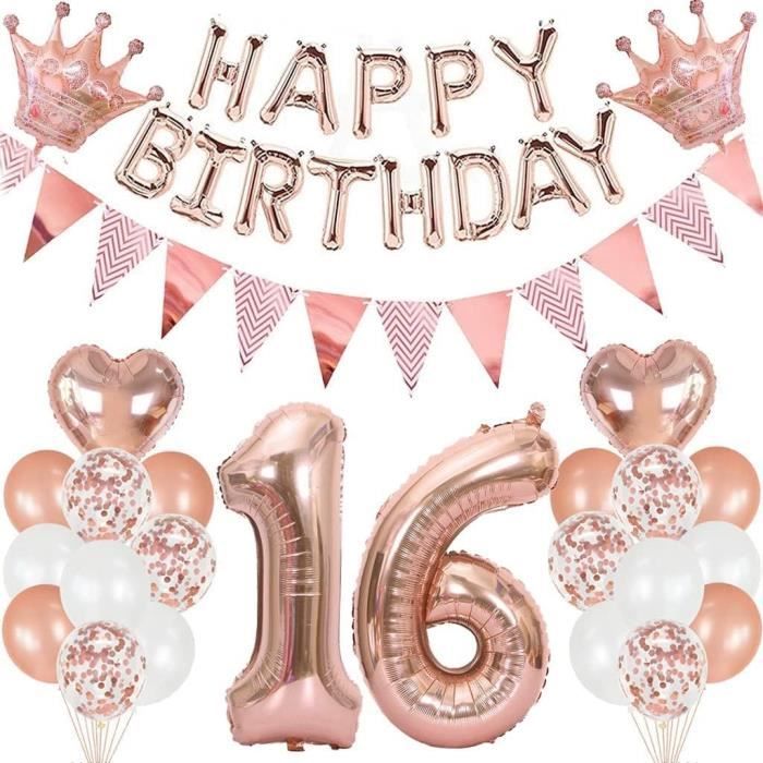 Ballon 16 Ans Anniversaire Filles, Decoration De Fête D'Anniversaire 16 ...