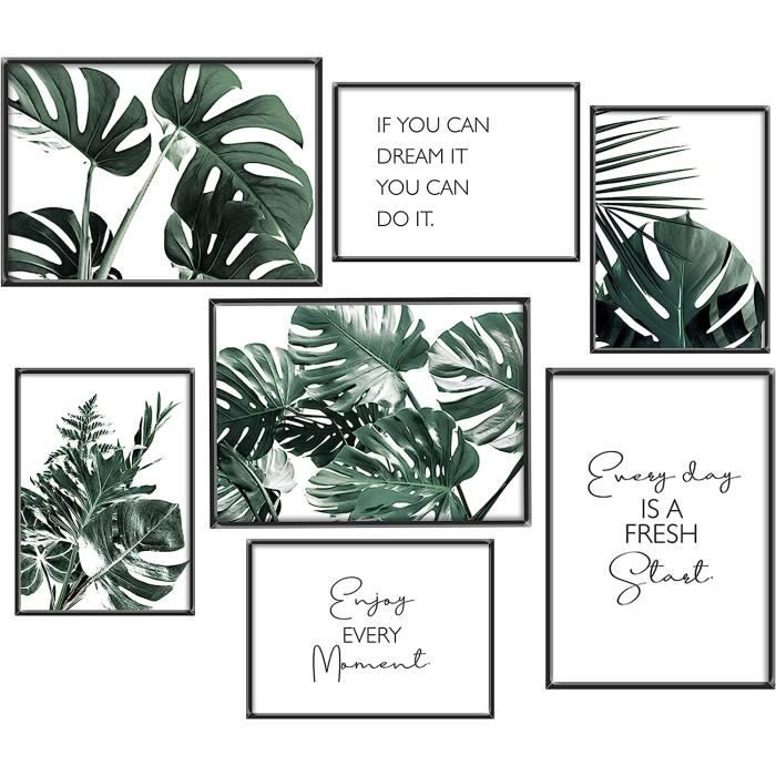 KAIRNE Ensemble Affiches Premium,Affiche de Toile de Feuilles Verte,Poster de Plante Verte pour ...