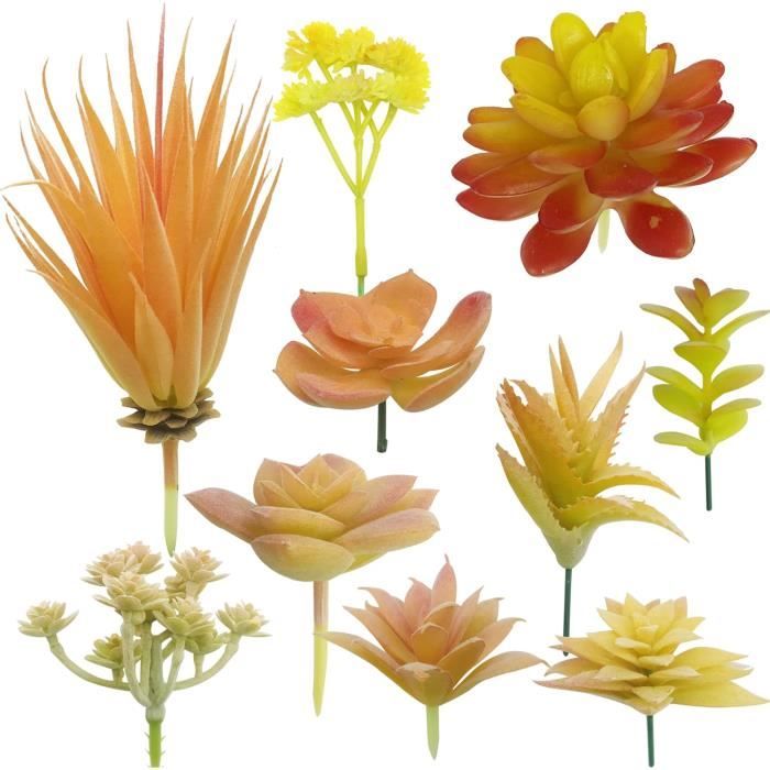 Cayway 10 PCS Artificielles Plantes Succulentes Jaune Faux Fleur ...