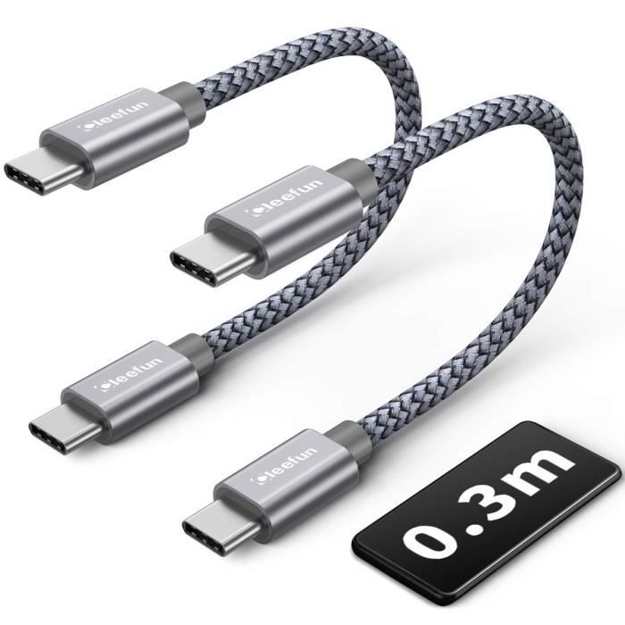 CLEEFUN Cable USB C vers USB C Court (0.3M 2 Pack), Câble USB C 60W ...