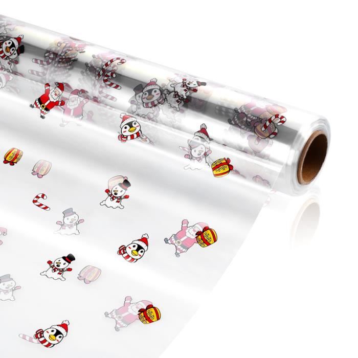 STOBOK Cellophane Wrap 2.5 Mil Thickness Roll Santa Claus Pattern ...