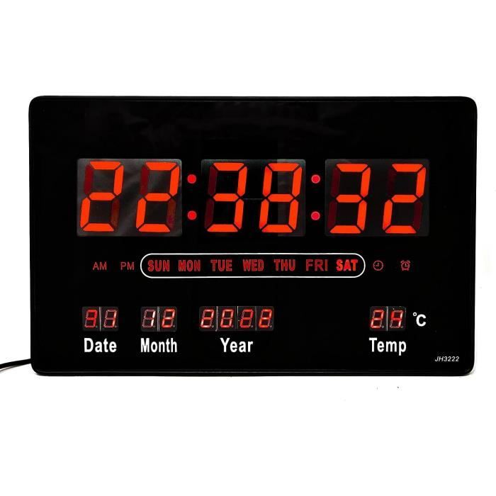 Jh3222 Horloge Murale Led Avec Minuteur, Réveil, Calendrier ...