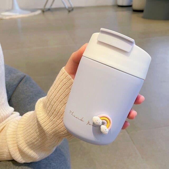 GOURDE BIDON,Purple 360ml--Tasse thermique 360-480ml, Kawaii, pour café, bière, thé, jolies ...