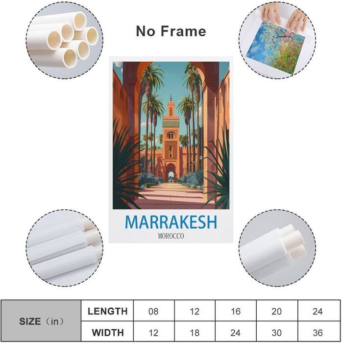 Poster De Voyage Vintage Marrakech Maroc 40 X 60 Cm Dcoration Murale ...