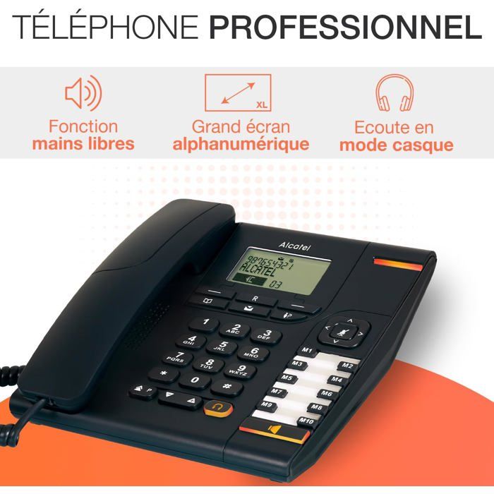 ALCATEL Temporis 880 PRO - Téléphone Fixe Filaire Professionnel ...