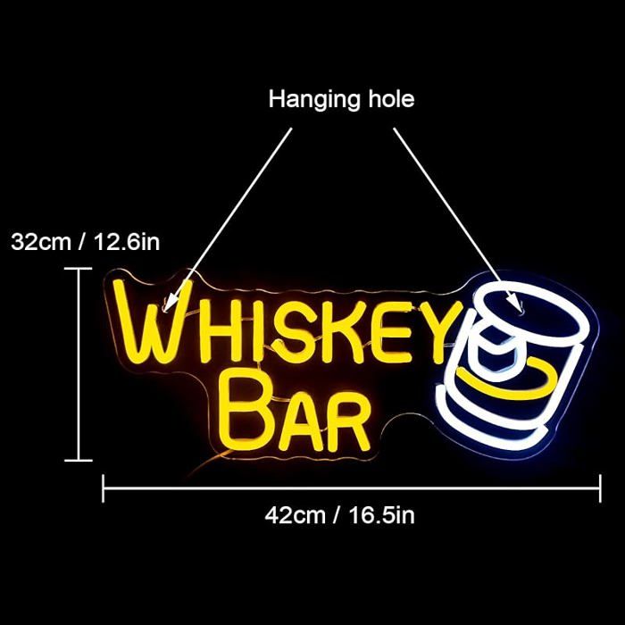 Whiskey Bar LED Neon Sign Wall Decor Sign Light for Home Bar Cart ...