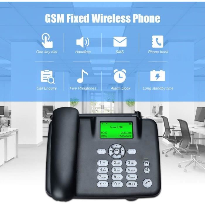 SIM Téléphone Fixe sans Fil GSM Quadri-Bande sans Fil - Grand écran ...