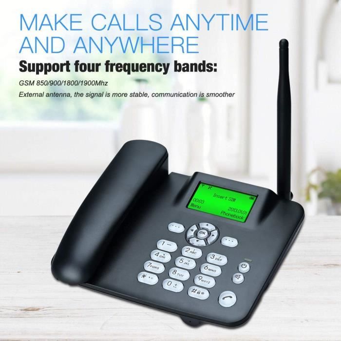 SIM Téléphone Fixe sans Fil GSM Quadri-Bande sans Fil - Grand écran ...