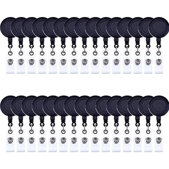 30 Pièces Porte badge Noir Enrouleur Badge Rétractable Porte-Badges ...