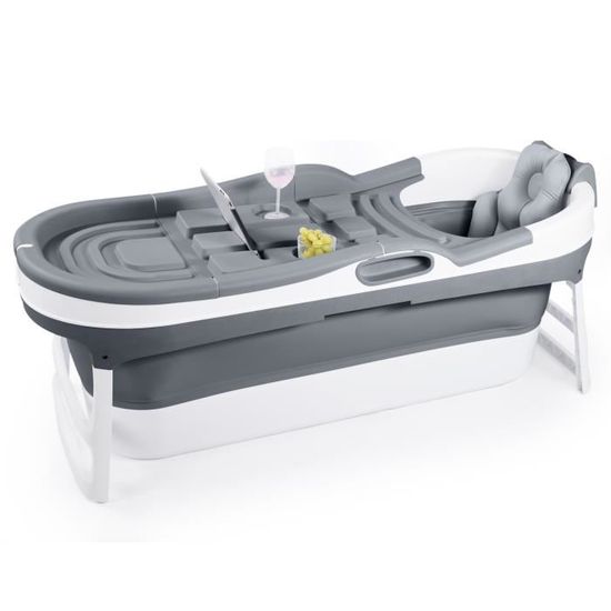 HelloBath® Baignoire Pliable 148x62x52cm Portable Plastique Baignoire pliable à poser avec ...