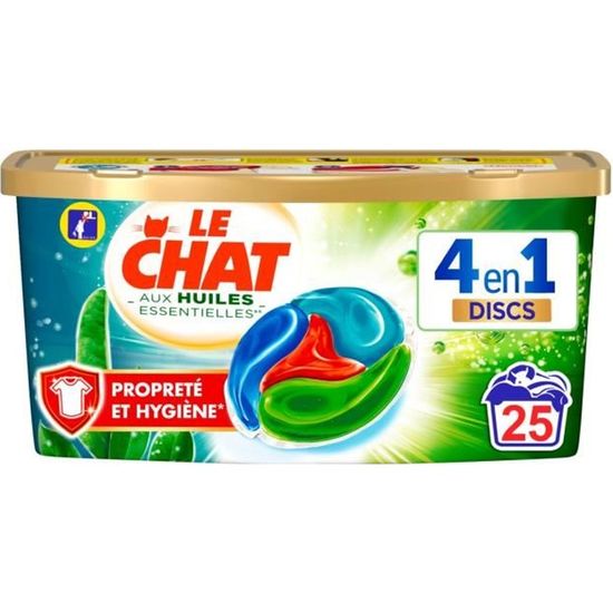 Le Chat Discs Lessive en capsule 4 en 1 aux huiles essentielles ...