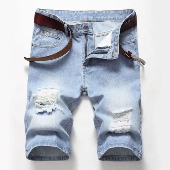 Short en jean déchiré pour homme Short en jean délavé extensible Cut ...