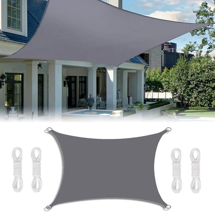 Gris Voile d'ombrage imperméable en - Avec cordes de fixation - 3 x 2 m ...