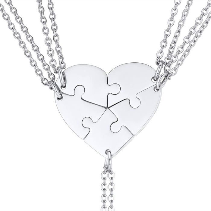Collier Coeur Séparable à Personnaliser Pendentifs Puzzle 2/3/4/5/6 ...