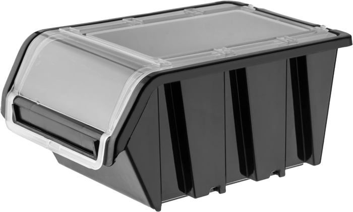 Caisse Empilable Avec Couvercle Boîte De Rangement En Plastique Pp Noir 1 Stück