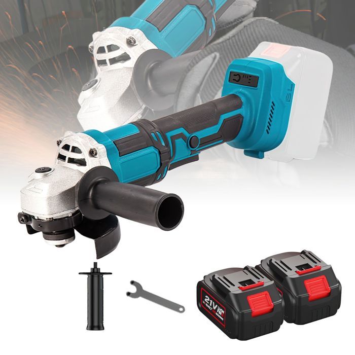 Meuleuse d'angle 125mm Sans fil, 21 V Meuleuse d'angle avec 2 piles ...