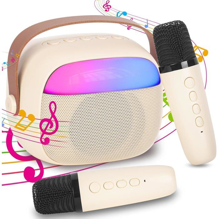 Microphone Karaoké Portable Sans Fil avec 2 Micro,Magique Voix Change ...