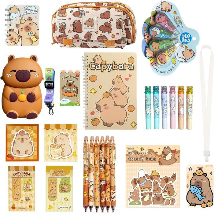 Zadoreck Capybara Stationery School Supplies with Canvas Tote Bag, File ...