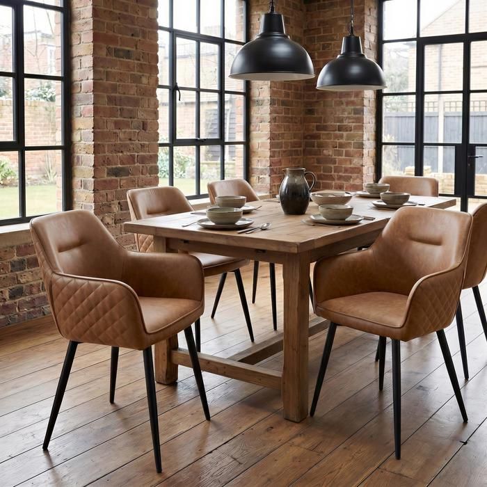 Lot de 2 Chaises LISBON en Simili Cuir Brun, Chaise de Salle à Manger ...