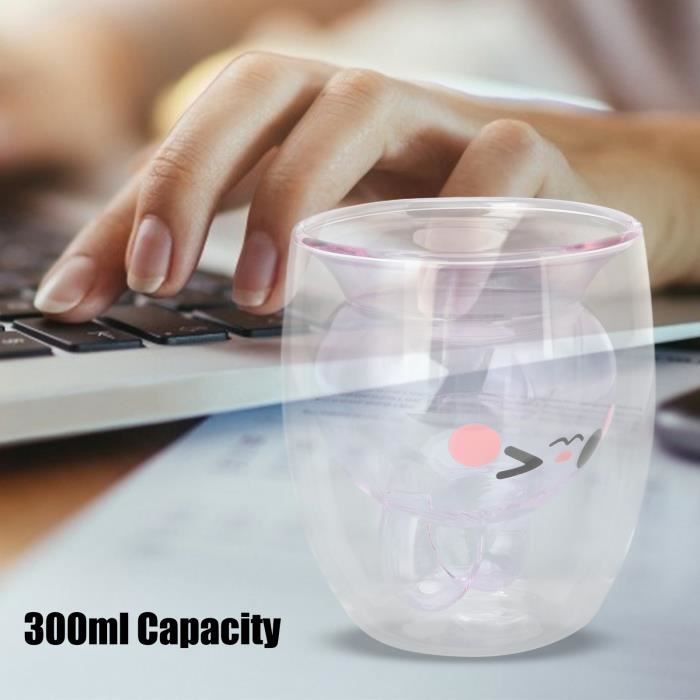 300ML double paroi tasse à café en verre transparente en verre tasse à ...