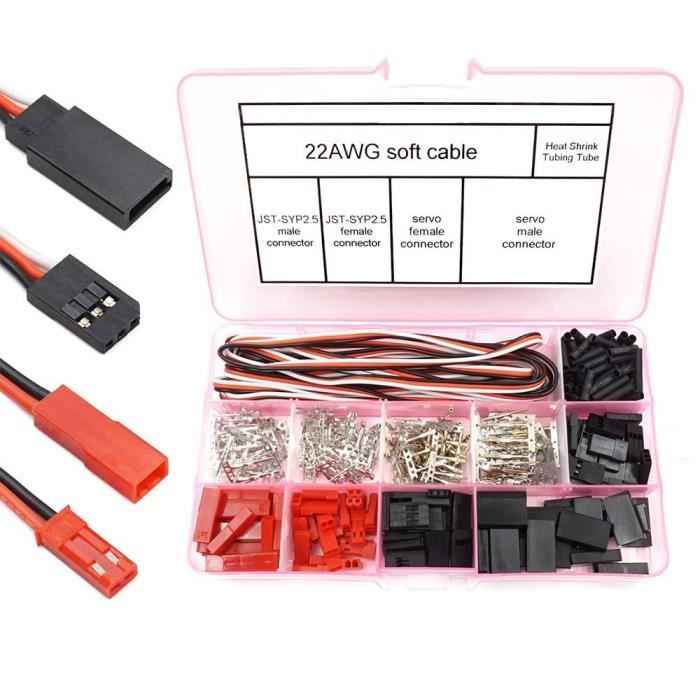 Kit Connecteurs Servo - YUNIQUE FRANCE - 40 Pièces - Mâle & Femelle - Câbles 22AWG - Pince à ...