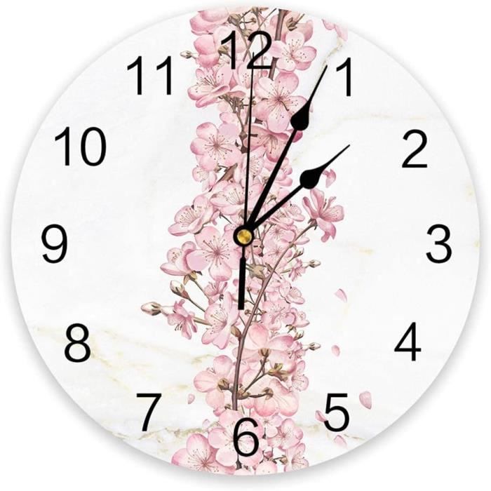 Fleur De Cerisier En Marbre Texture 3D Horloge Murale Design Moderne ...
