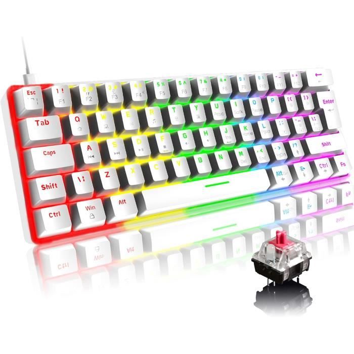 60% Clavier De Jeu Mécanique, Compact Portable Mini 62 Touches ...