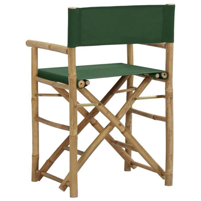 Chaise pliable de directeur en bambou et tissu vert - DILWE - 2 pcs ...