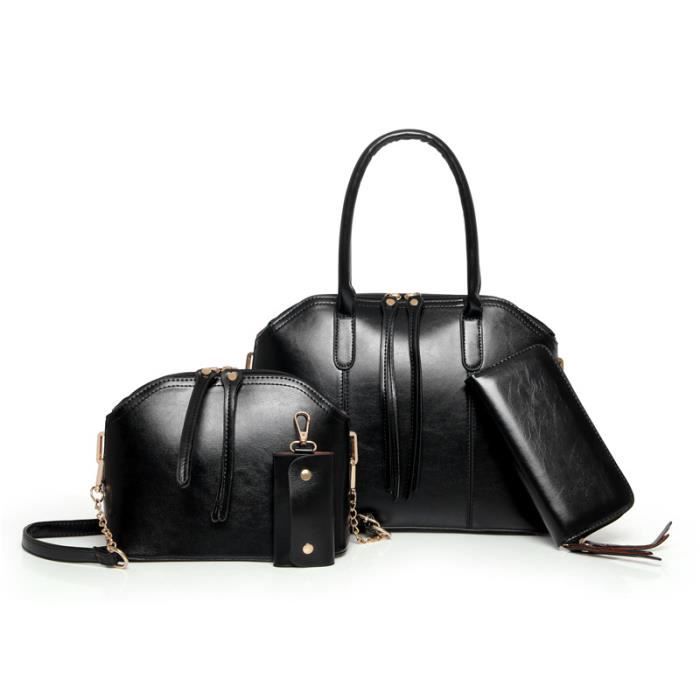 Set de Sacs Noir - Sac à Main + Sac à Bandoulière + Portefeuille Femme ...