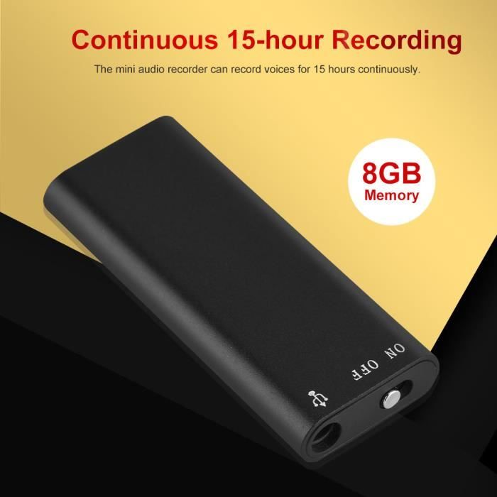 Enregistreur vocal 8 Go 192Kbps suppression du bruit 15 heures d ...