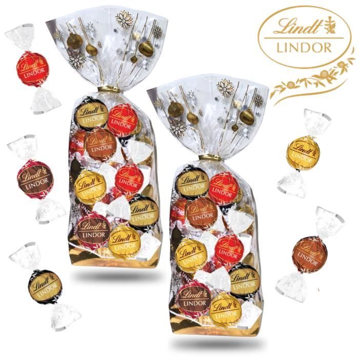 Lindt - 2 sachets de 25 bouchées assorties LINDOR - chocolat noir, lait ...