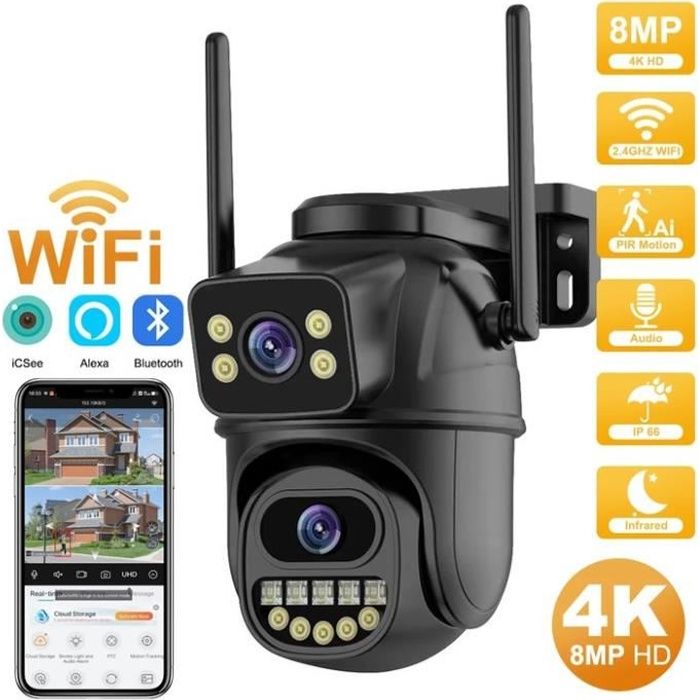 Camera surveillance wifi icsee surveillance à double objectif double ...