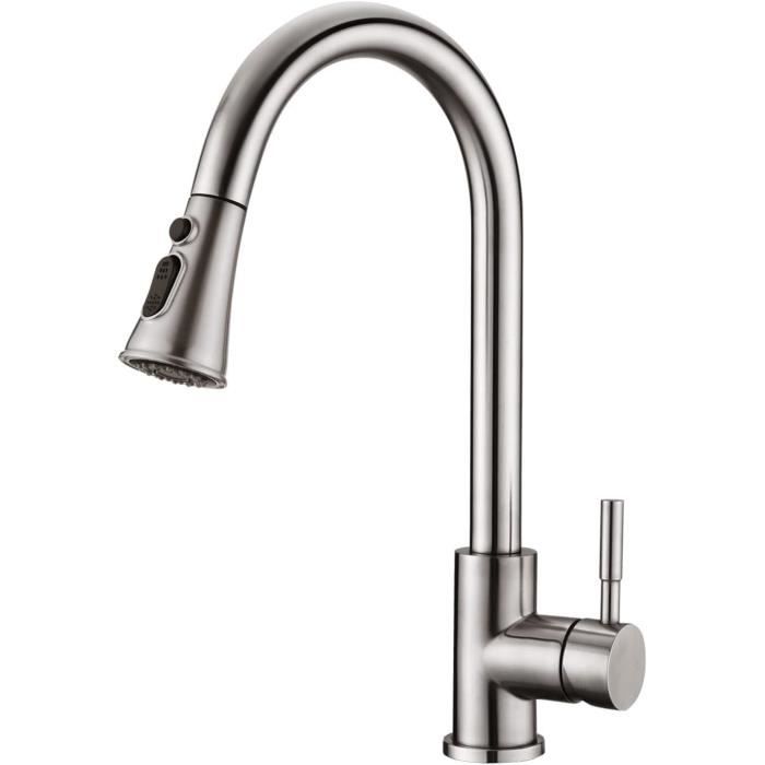 Robinet Cuisine Avec Douchette Extensible Mitigeur Cuisine En Acier ...