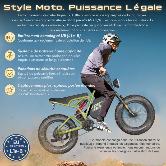 Fafrees F20 Ultra Vélo électrique urbain homologué UE (L1e-B) batterie ...