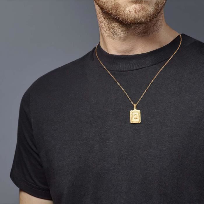 Collier Prenom Homme Chaîne Cubaine Chaine Or Homme Pendentif Lettre ...