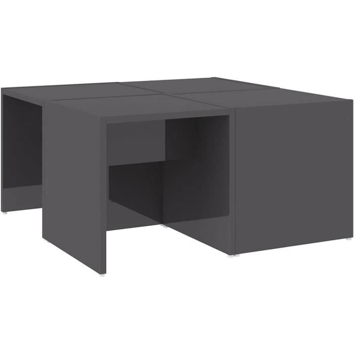 Table basse moderne - TRAHOO - Gris brillant - Carré - Salon ...