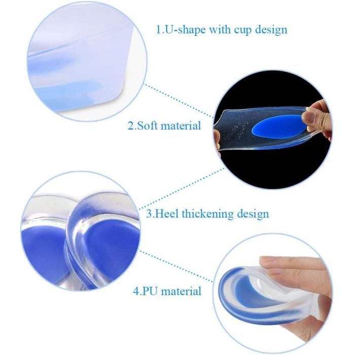 2 paires Talonnette Gel Talonnettes Semelle Silicone Talon Coussin pour ...