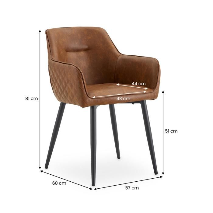 Lot de 2 Chaises LISBON en Simili Cuir Brun, Chaise de Salle à Manger ...