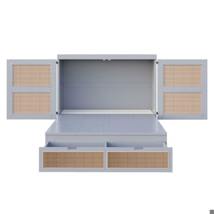 Lit 2 places Escamotable 140 x 200 cm Mural vertical Tiroirs de ...