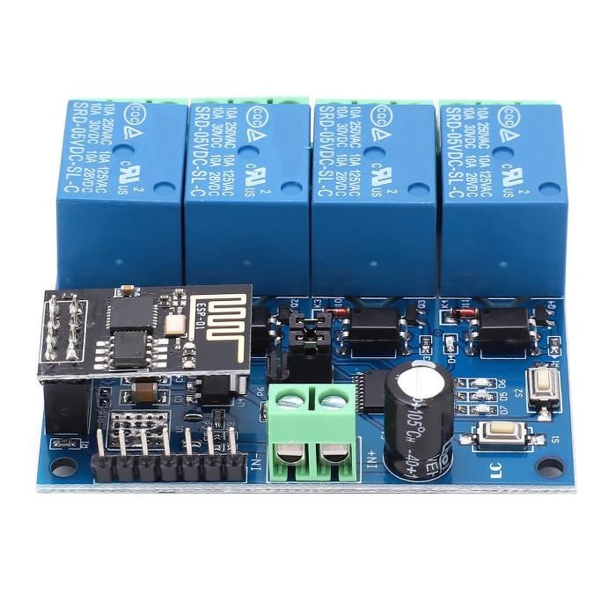 ZER- Module de relais Wifi ESP8266 Module de relais 5V 4 canaux sans fil pour téléphone portable ...