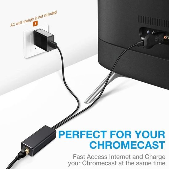 Récepteur-décodeur,Adaptateur Ethernet pour Chromecast TV, 1 pièce, USB ...
