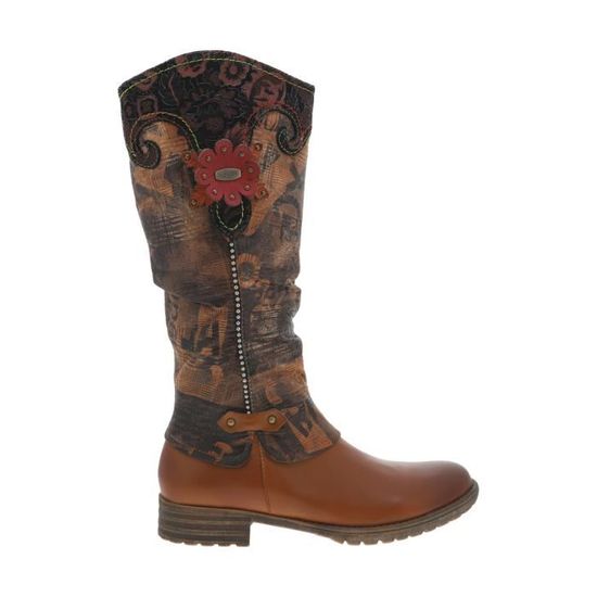 Bottes Femme - Laura Vita GACMAYO - Cuir Marron - Talon Plat 3,5 cm ...