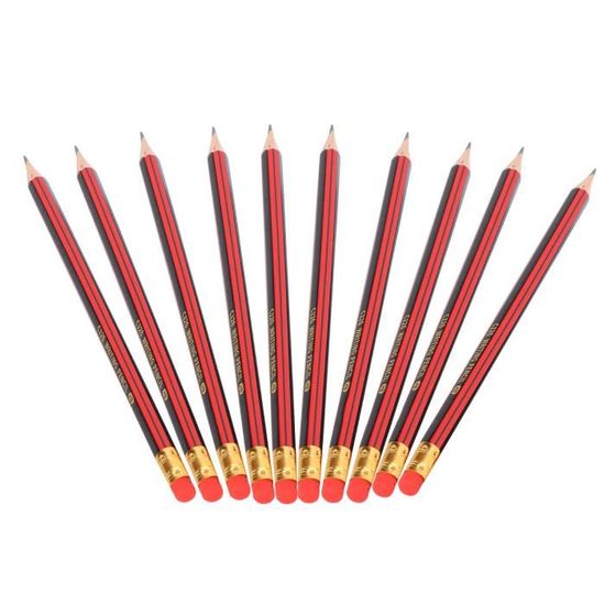 Tbest 10pcs Crayons à Papier avec Gomme Dessin Écriture Étudiant ...