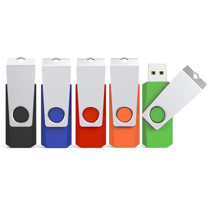 Lot de 5 Clés USB 128 Go Clef USB 2.0 128 Go Cle USB (128G, 5 Couleurs ...