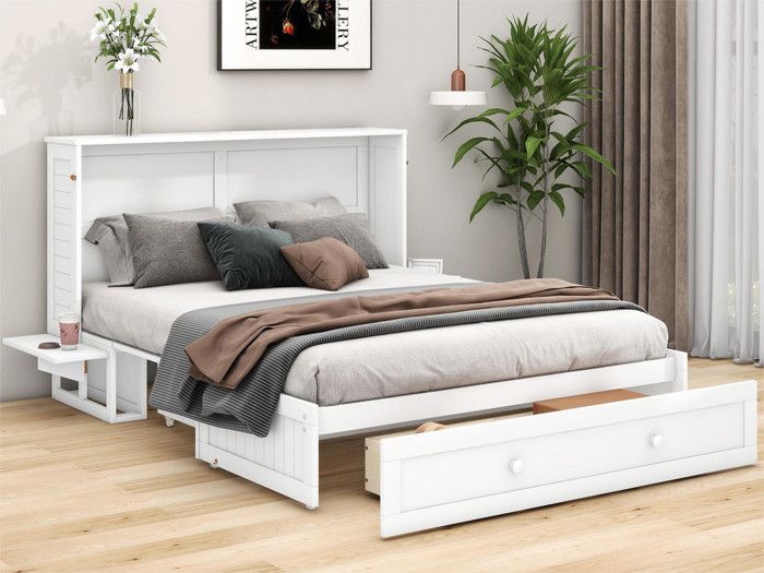 Lit multifonction escamotable 140x200cm en bois massif - MODERNLUXE ...