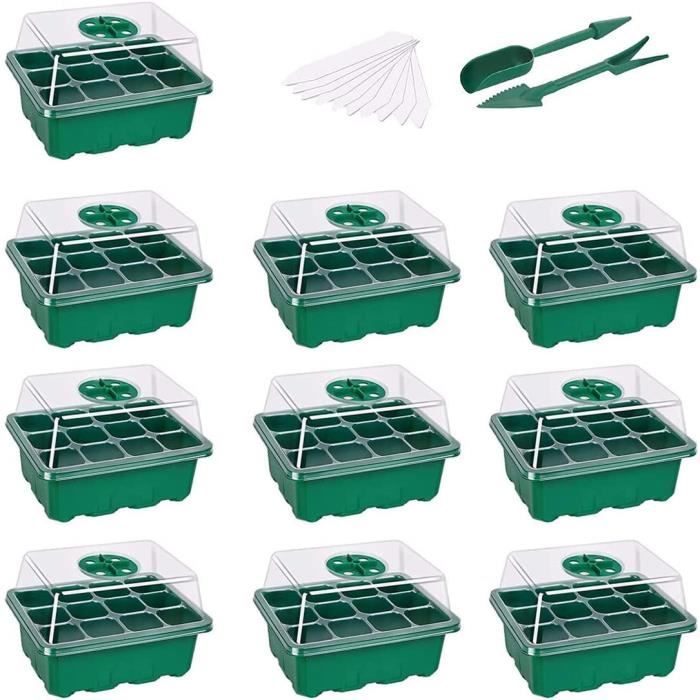 Lot de 10 Bac à semis,Mini Serre pour semis,12 Trous Plateau de Semis ...
