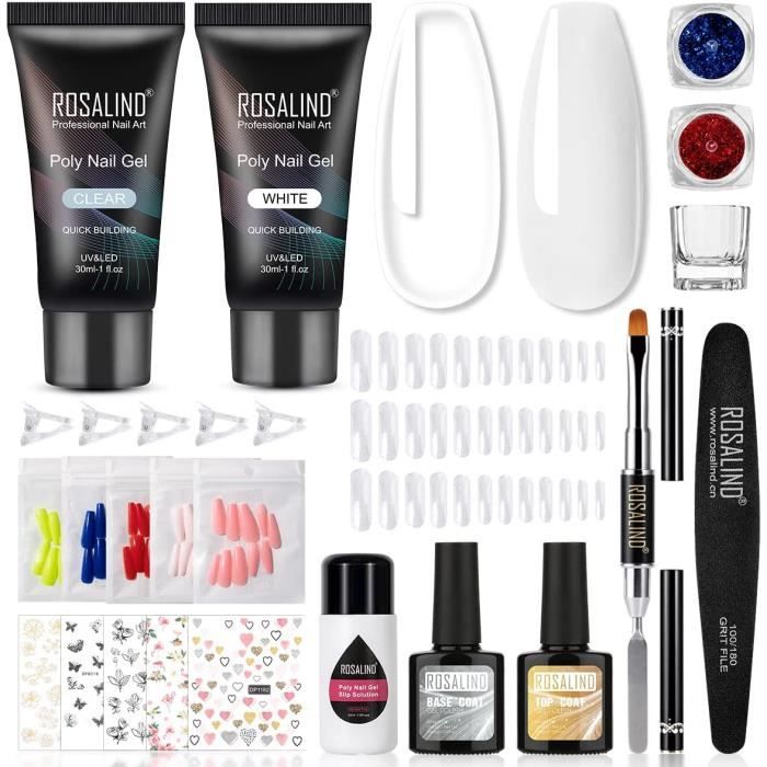 Kit Gel Ongle Rosalind Blanc Transparent Nail 30ml D extension Set Base ...